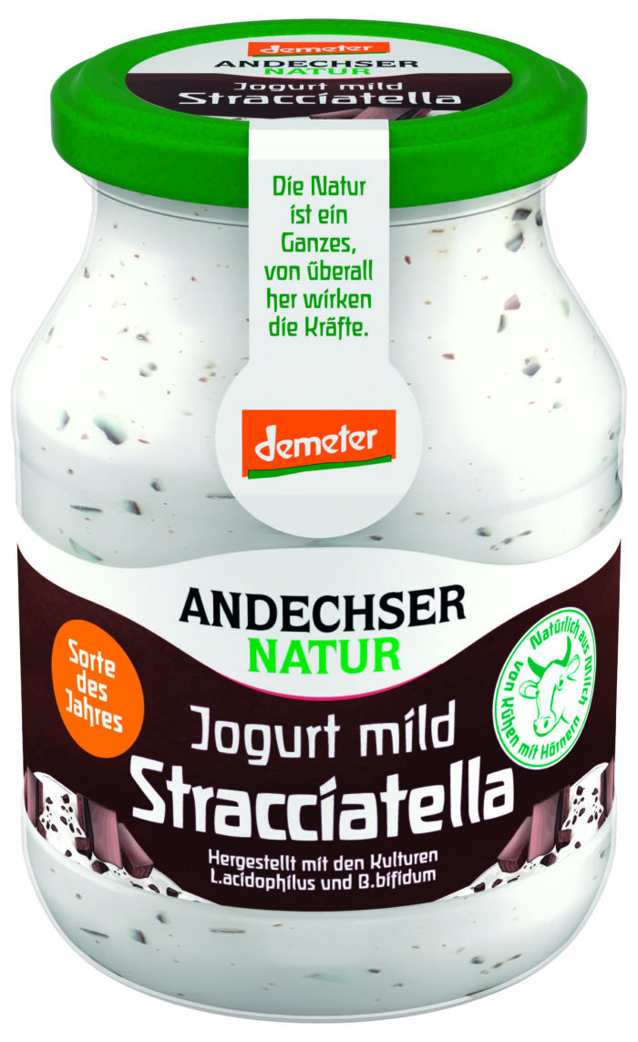 Demeter-Jogurt mild Stracciatella 3,8% Fett 500g - Andechser Feinschmecker